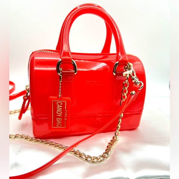 Furla | Bags | Furla Red Jelly Candy Crossbody Mini Bag With 2 Straps ...